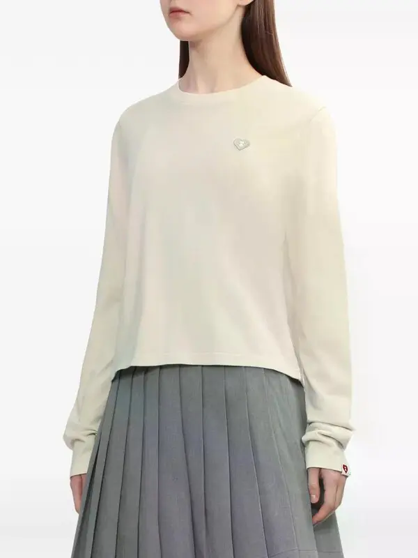 A BATHING APE Heart Patch Cropped Long-sleeve Top