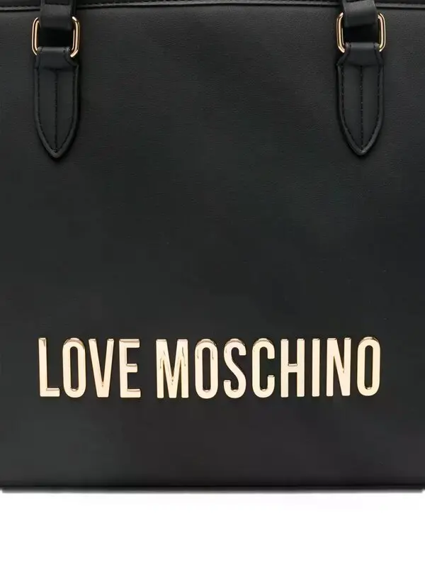 Moschino Logo Plaque Shoulder Bag - Black
