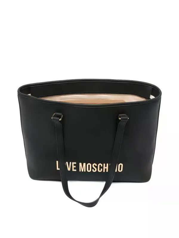 Moschino Logo Plaque Shoulder Bag - Black