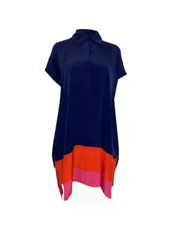 Diane Von Furstenberg Silk Layered Shirt Dress - Blue