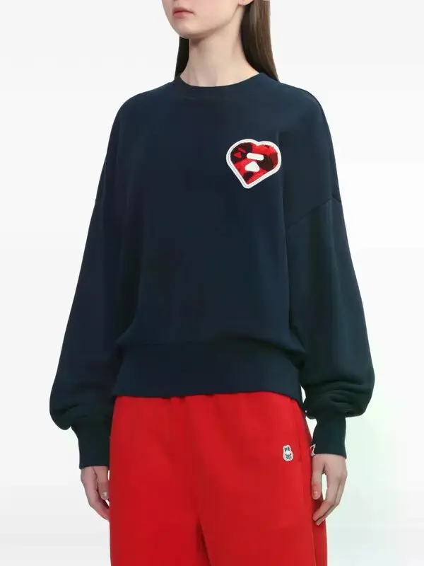 A BATHING APE Heart Appliqué Long Sleeve Top
