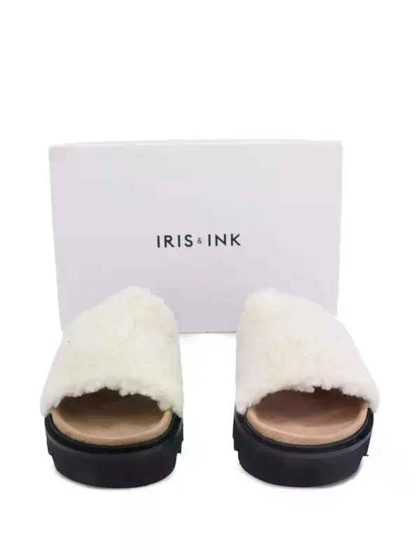Iris & Ink Poppy Faux-shearling Platform Slides