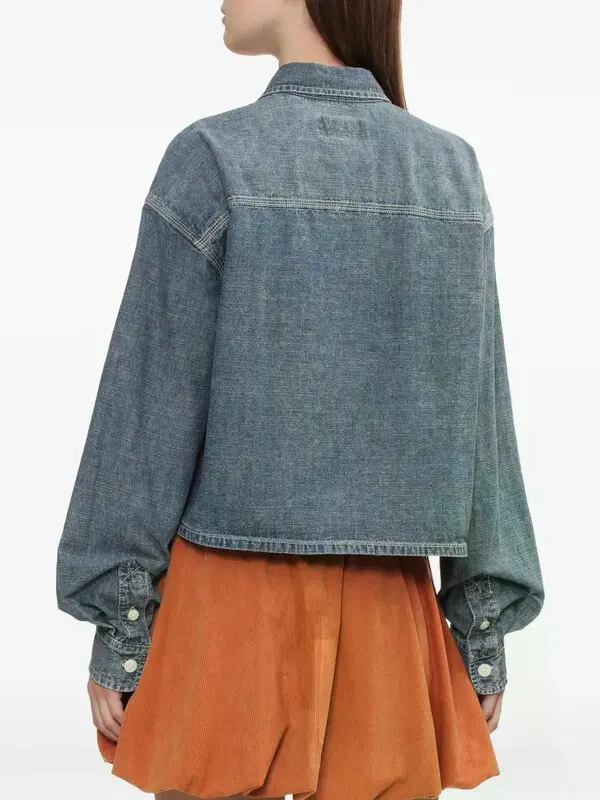 A BATHING APE Cropped Patch-pocket Shirt - Blue