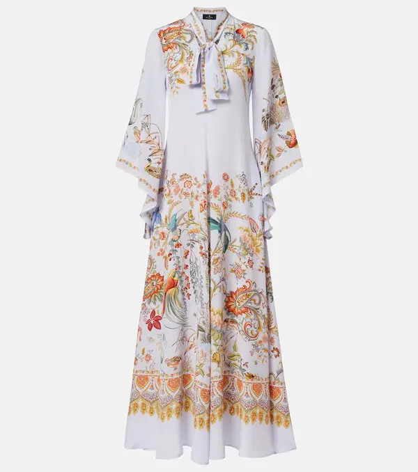 Etro Floral Silk Maxi Dress - Blue