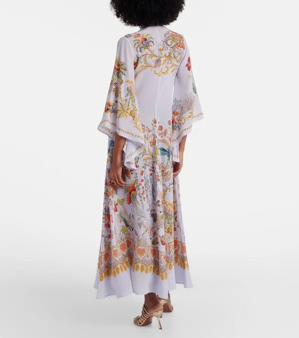 Etro Floral Silk Maxi Dress - Blue