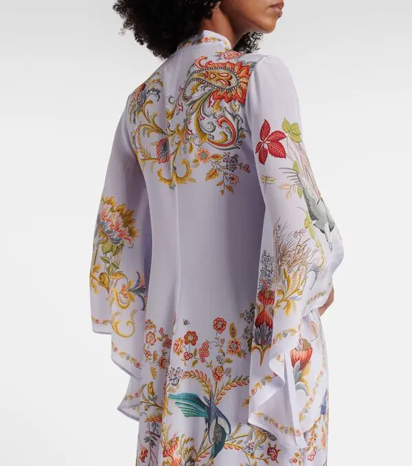Etro Floral Silk Maxi Dress - Blue
