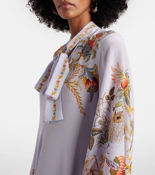 Etro Floral Silk Maxi Dress - Blue