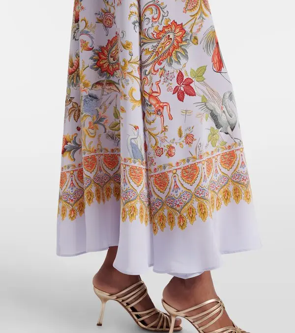 Etro Floral Silk Maxi Dress - Blue