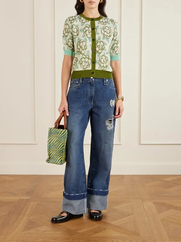 Marni Small Jacquard Tote - Green