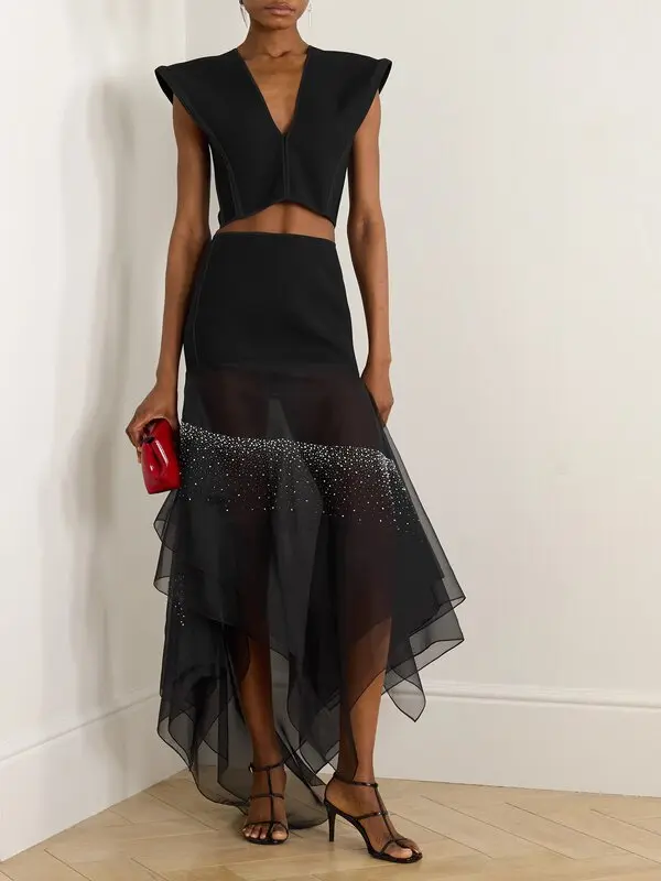 Maticevski Kombat" Crepe Top With Cap Shoulders And V-neckline