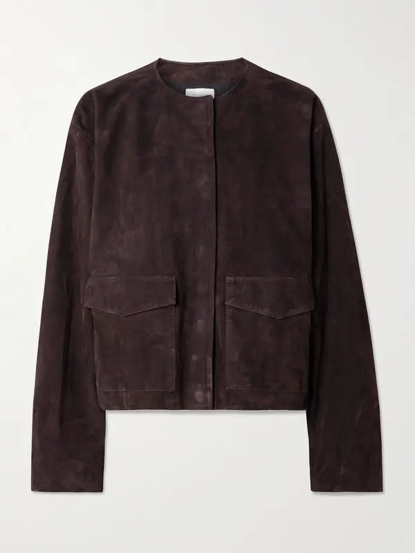 ST. AGNI Utility Cocoon Suede Jacket - Brown