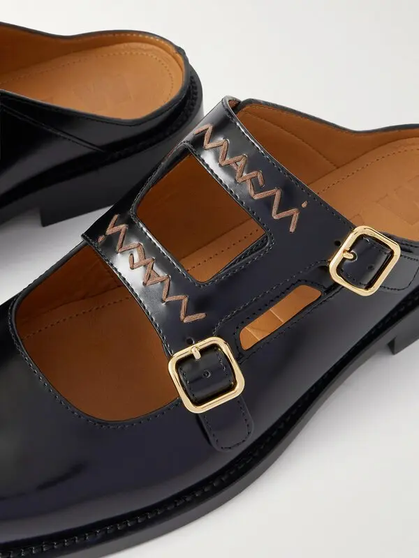 Marni Woven Leather Slip-on Mules - Black