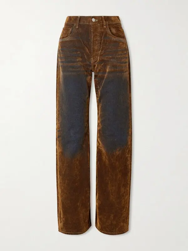 Acne Studios Suede-effect Wide-leg Jeans - Brown