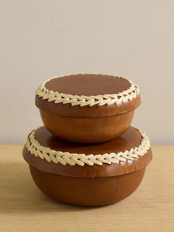 HUNTING SEASON Set Of Two Leather Boxes - Brown