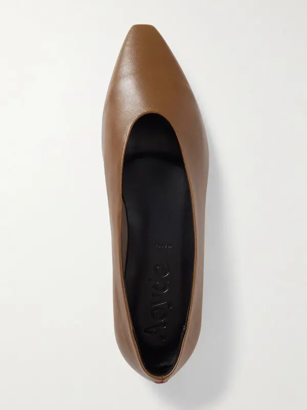 AeydĒ Betty Leather Ballet Flats - Brown