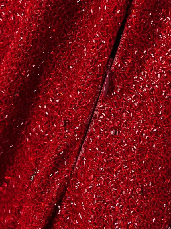 CLIO PEPPIATT Sophia Embellished Stretch-mesh Gown - Red