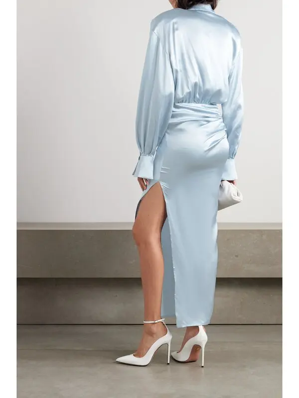 ROWEN ROSE Draped Silk-satin Maxi Dress