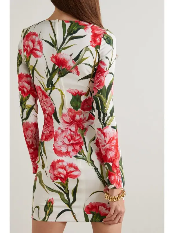 Dolce & Gabbana Floral-print Stretch-silk Mini Dress