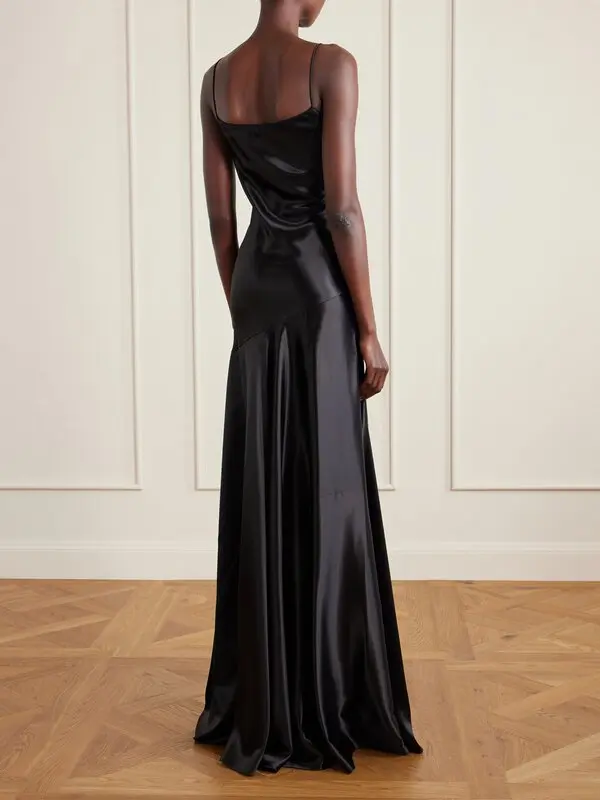 Alaïa Draped Silk-satin Gown - Black