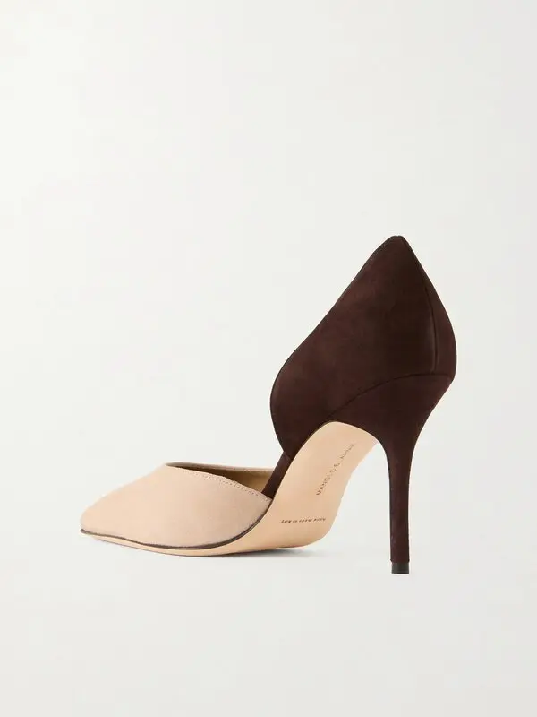 Manolo Blahnik Taylerbinu 90 Two-tone Suede Pumps