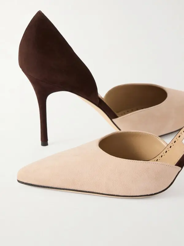 Manolo Blahnik Taylerbinu 90 Two-tone Suede Pumps