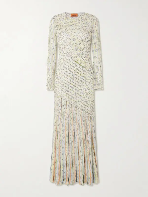 Missoni Draped Striped Sequined Ribbed-knit Maxi Dress - Multi