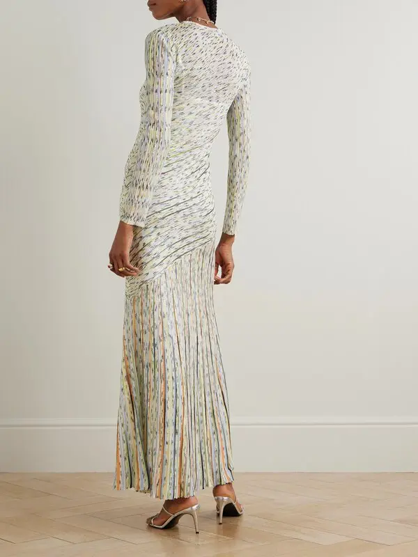 Missoni Draped Striped Sequined Ribbed-knit Maxi Dress