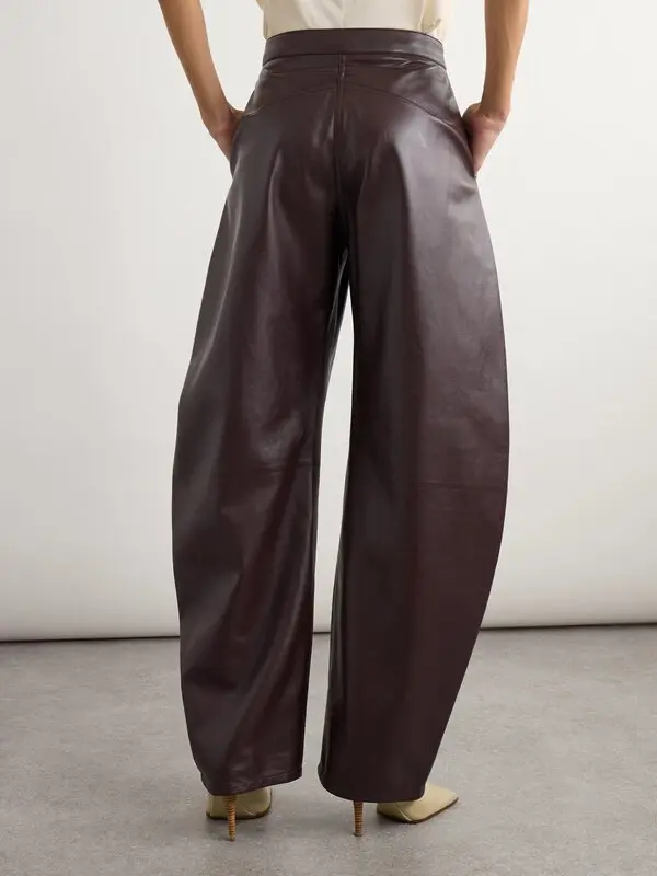 Alaïa Leather Barrel-leg Pants - Brown