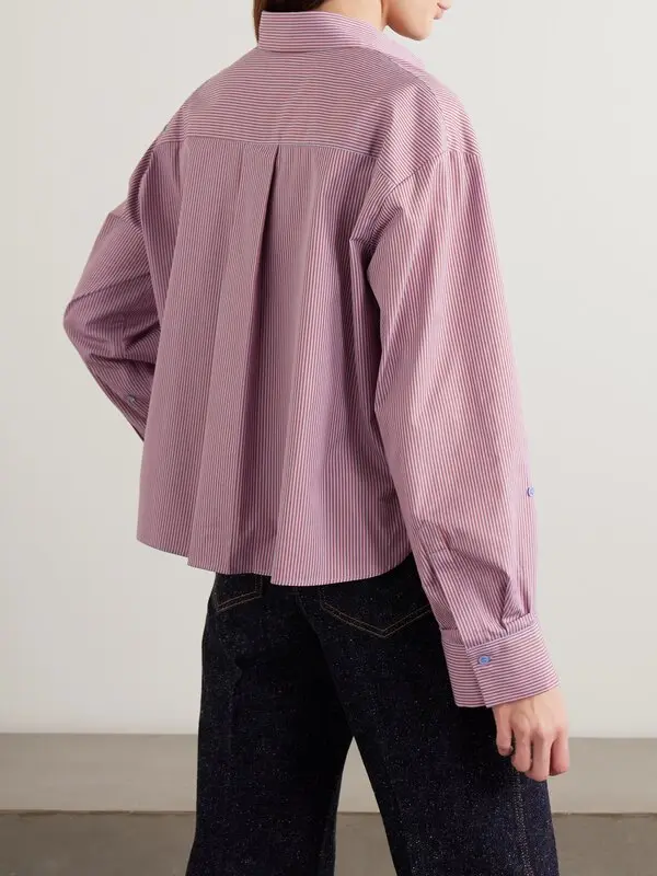 TWP J. D. Cropped Striped Cotton-poplin Shirt