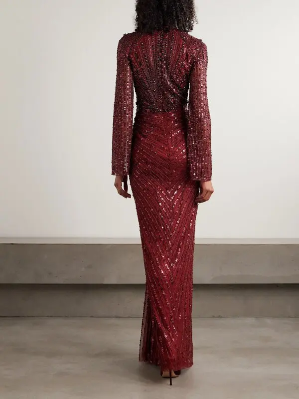 Jenny Packham Nina Gathered Embellished Tulle Gown