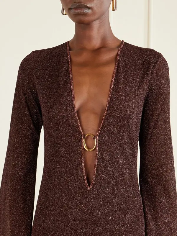 Oseree Lumière Metallic Stretch-knit Kaftan