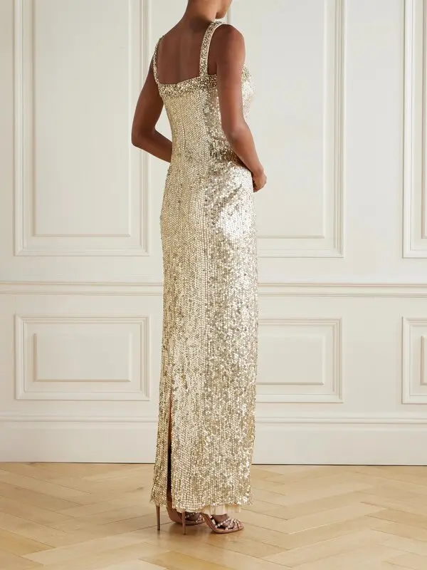 Jenny Packham Lettie Crystal-embellished Sequined Tulle Gown