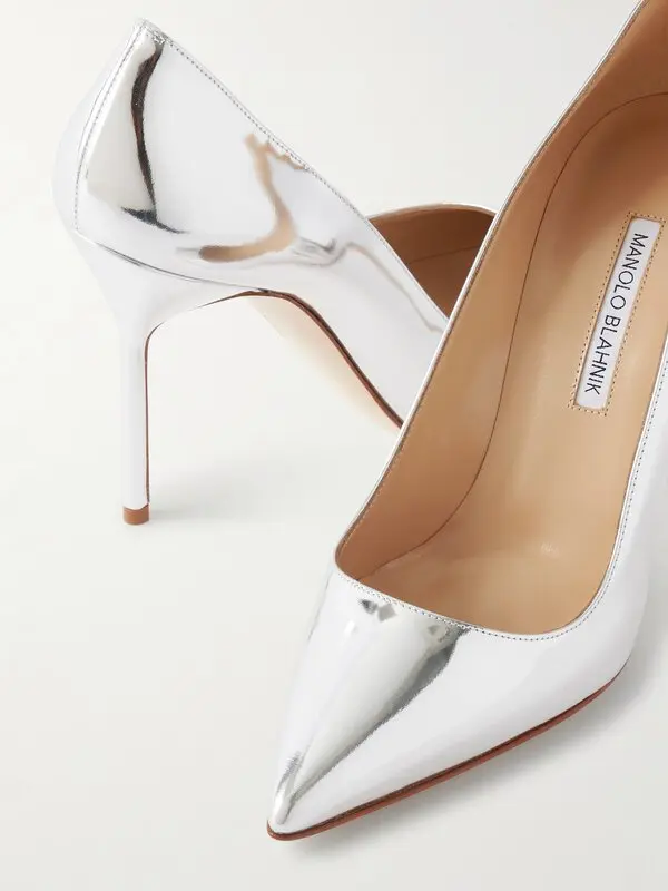 Manolo Blahnik Bb 105 Metallic Leather Pumps