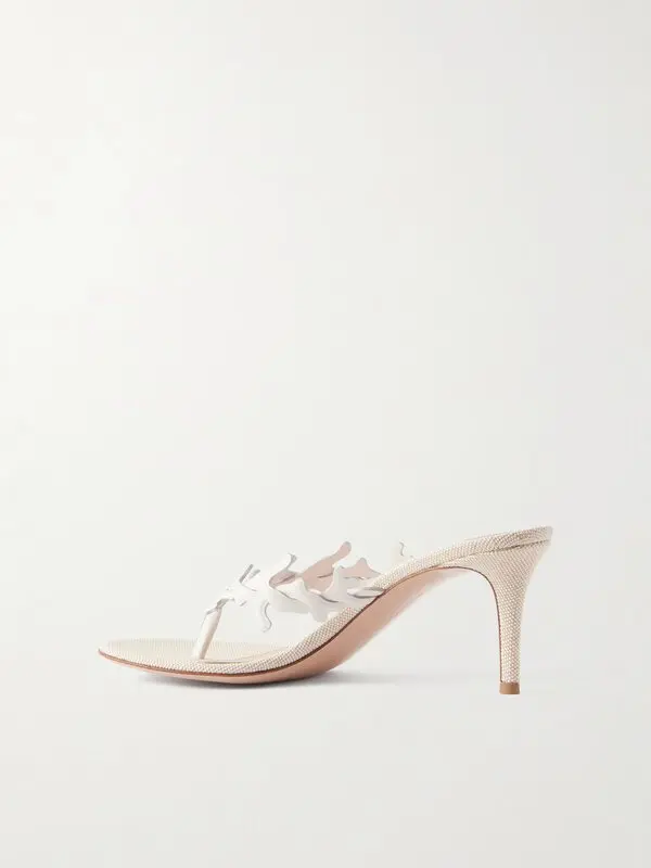 GIANVITO ROSSI Coral" Kitten Heel Leather Sandals - Neutrals