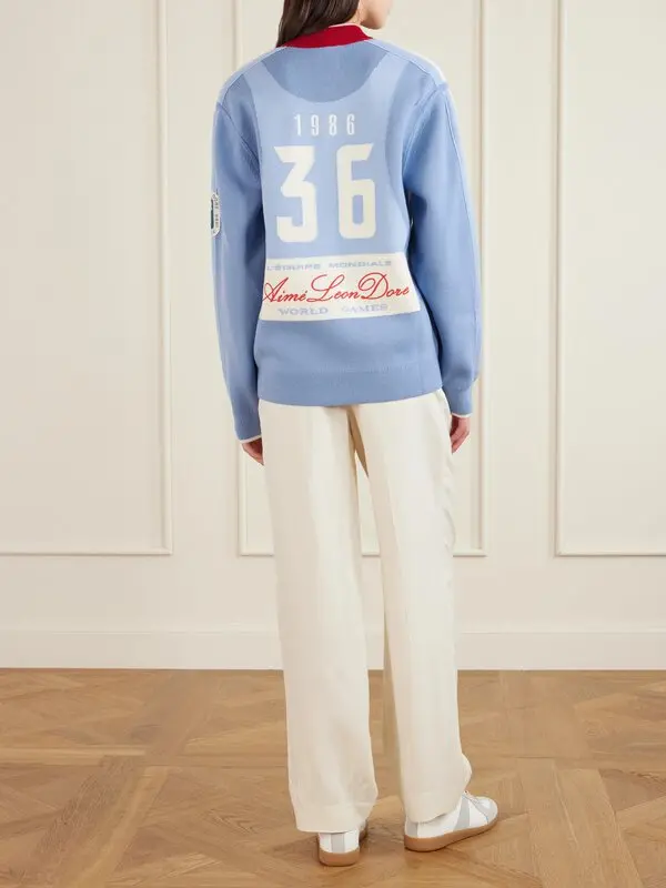 Aimé Leon Dore Jacquard-knit Wool Zip-up Cardigan