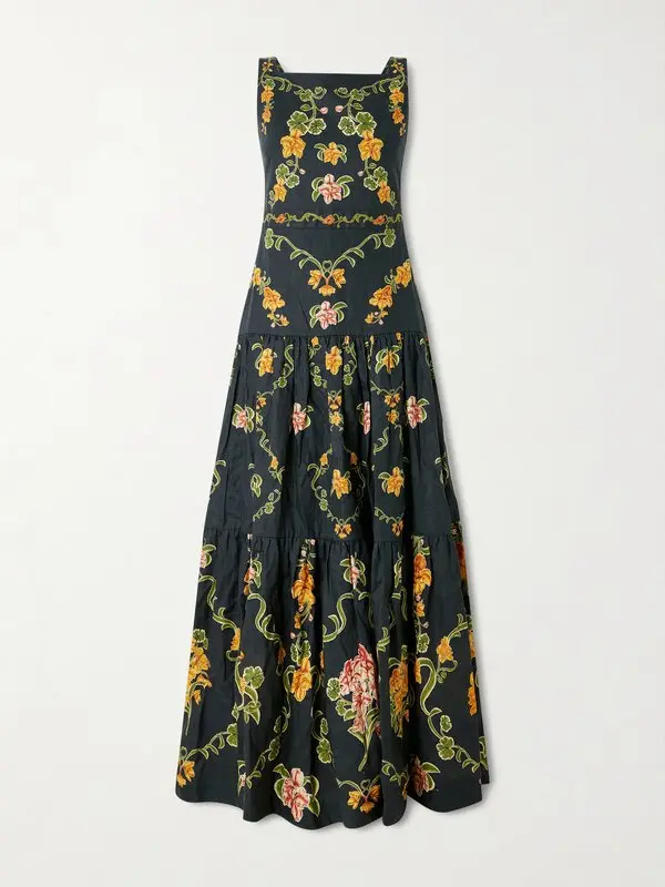 Agua Bendita Floral Print Linen Maxi Dress - Multi