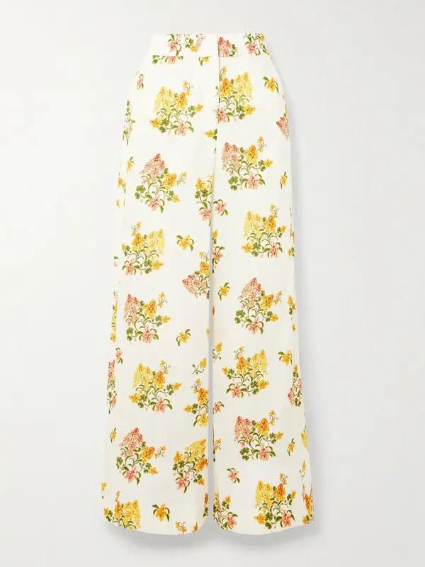 Agua Bendita Tota Cordillera Floral Linen Wide-leg Trousers - Multi