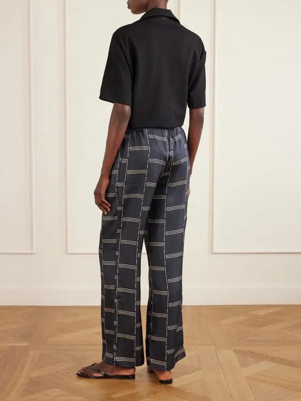 Matteau Printed Silk-twill Straight-leg Pants