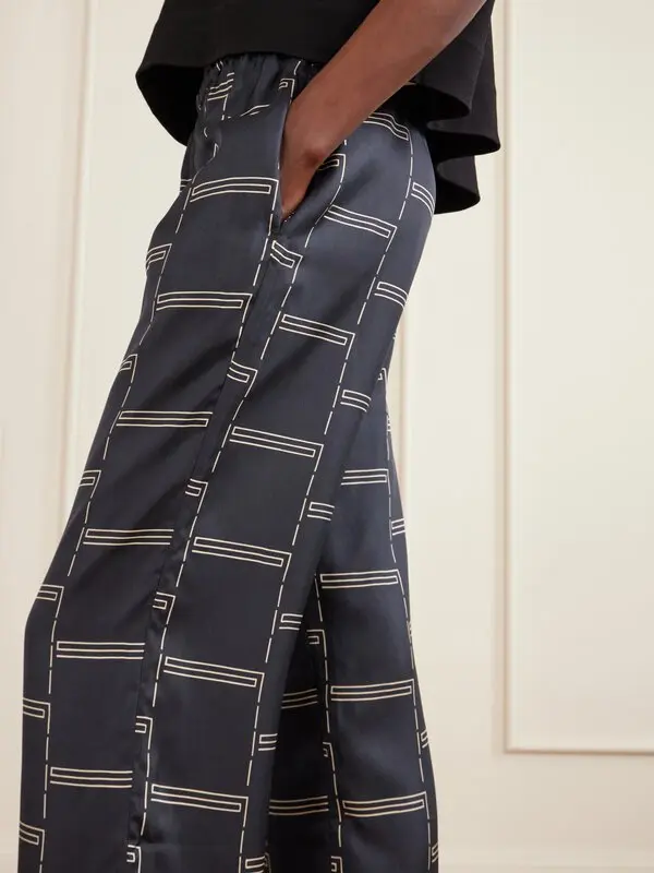 Matteau Printed Silk-twill Straight-leg Pants