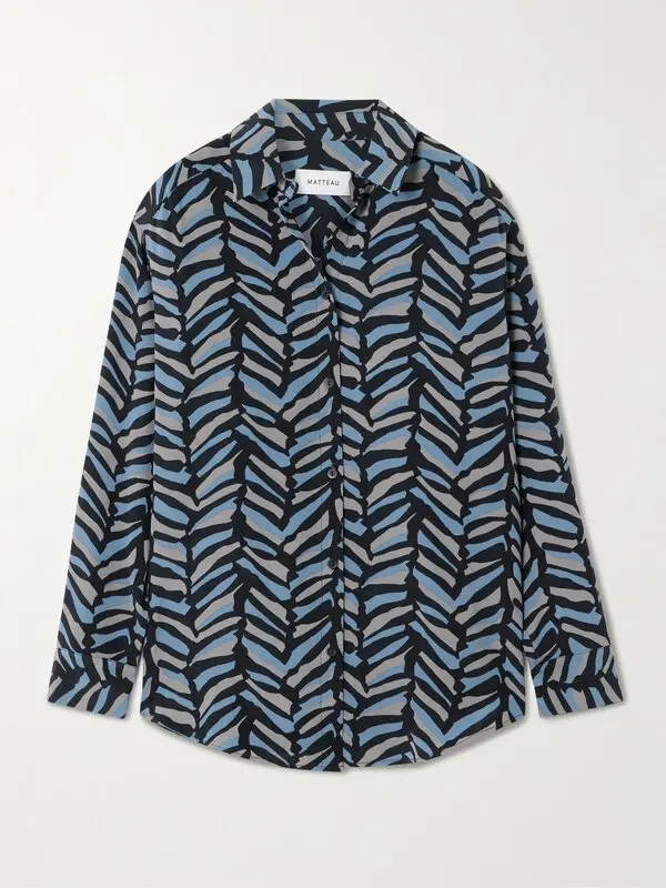 Matteau Printed Silk Crepe De Chine Shirt - Multi