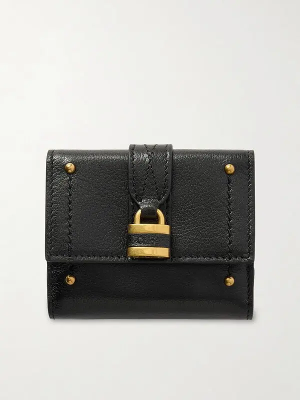 Chloé Paddington Embellished Textured-leather Cardholder - Black