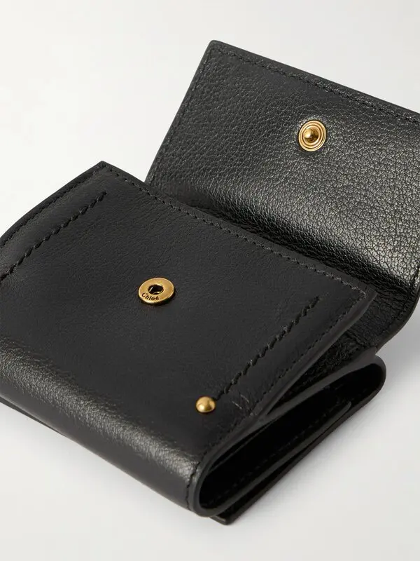 Chloé Paddington Embellished Textured-leather Cardholder - Black