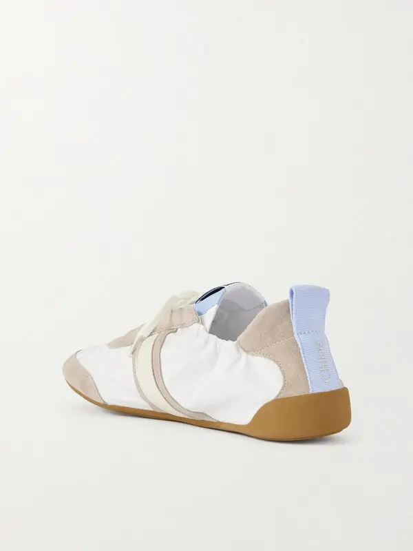 Chloé Kick Suede-trimmed Leather Trainers - White