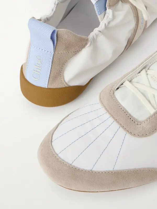 Chloé Kick Suede-trimmed Leather Trainers - White