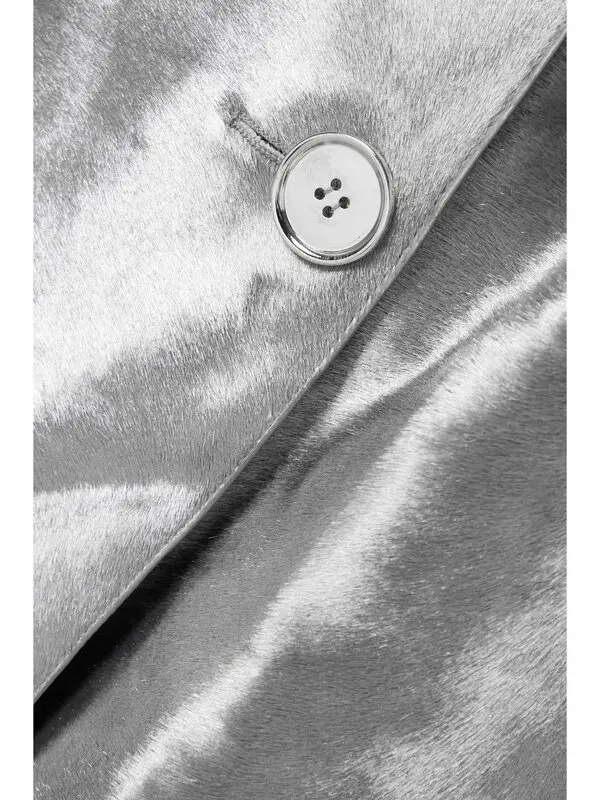 Michael Kors Belted Double-breasted Metallic Calf Hair Trench Coat