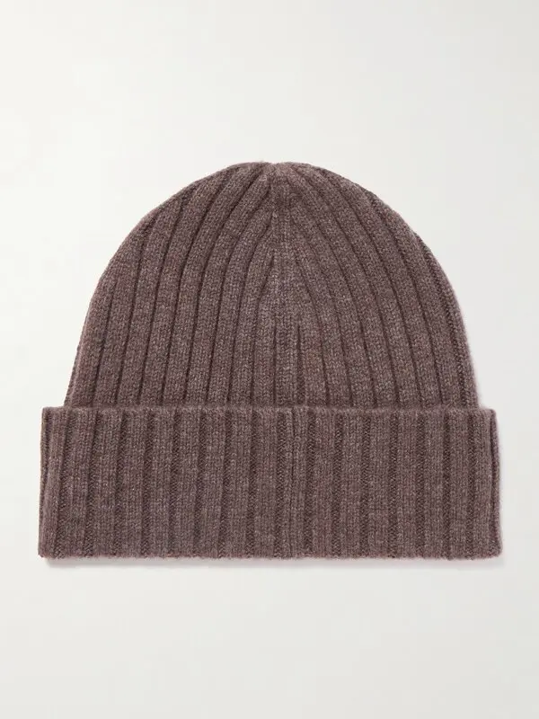SPORTY & RICH Ribbed Cashmere And Wool-blend Beanie - Brown