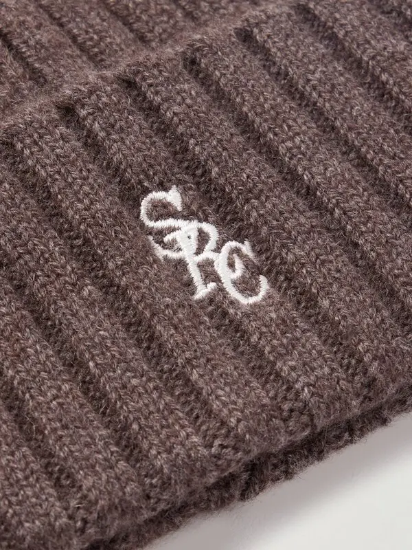 SPORTY & RICH Ribbed Cashmere And Wool-blend Beanie - Brown