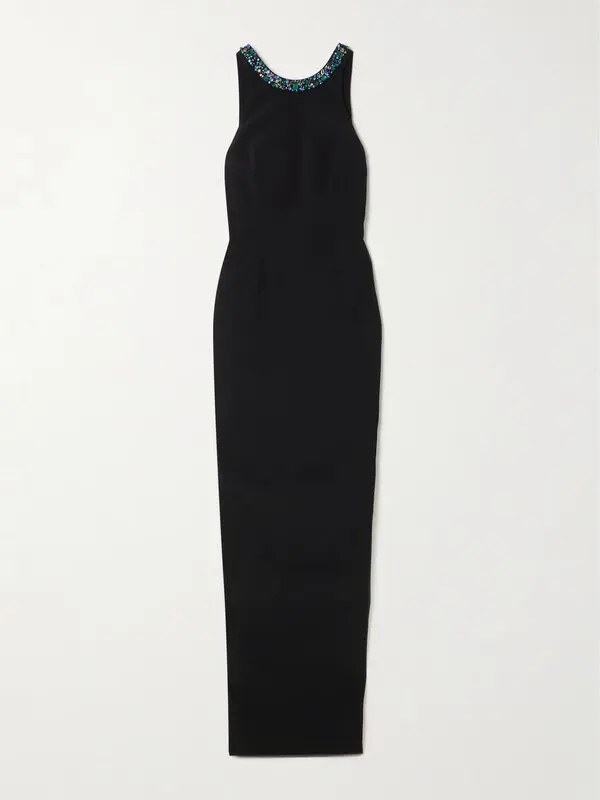Balmain Crystal-embellished Crepe Gown - Black