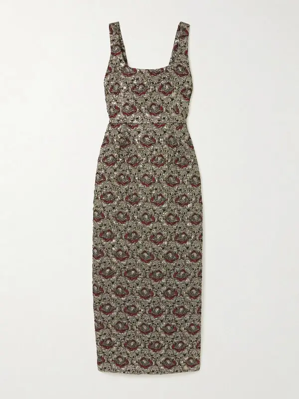 Simkhai Ravenna Metallic Jacquard Midi Dress - Multi