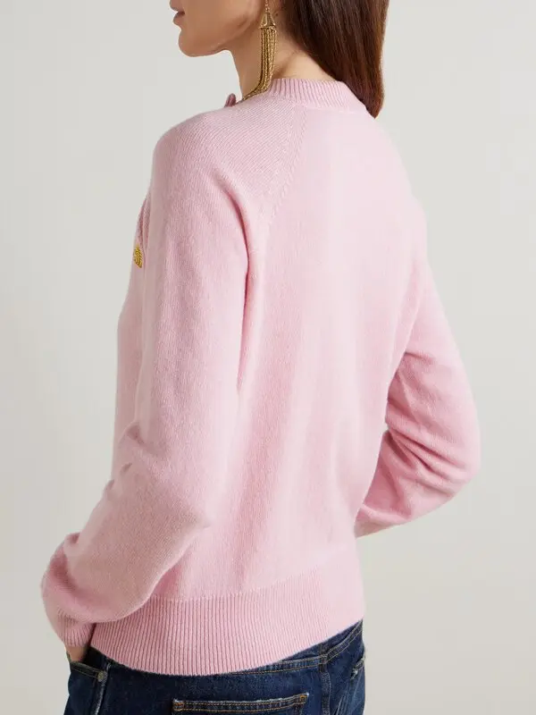 Balmain Button-embellished Cashmere And Wool-blend Sweater - Pink